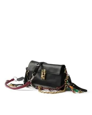 Prada Soft Sound Leather Shoulder Bag With Charms - Black