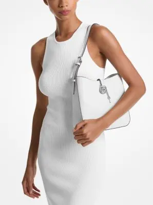 Michael Kors Lyra Small Leather Shoulder Bag In White - 80% Off