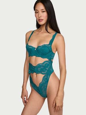 Victoria's Secret Dream Angels Dare To Lace Uplift Balconette Teddy - Blue