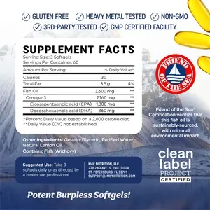 MAV NUTRITION Triple Strength Omega 3 Fish Oil Softgels