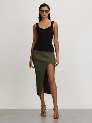 Good American Ribbed Midi Skirt - Black