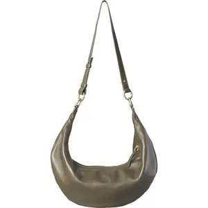 HYER GOODS Leather Convertible Hobo Ring Bag - Olive
