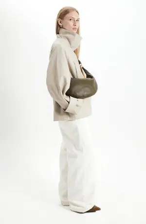 HYER GOODS Leather Convertible Hobo Ring Bag - Olive