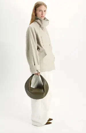 HYER GOODS Leather Convertible Hobo Ring Bag - Olive