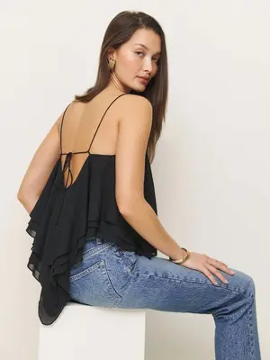 REFORMATION Alira Top - Black