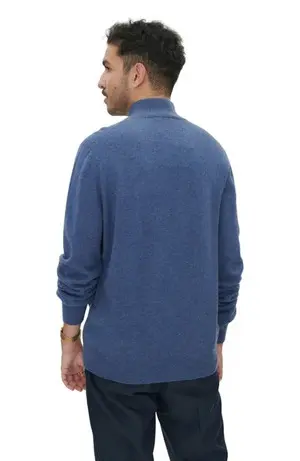 Gobi Cashmere Essential Mock Neck Cashmere Sweater - Bijou Blue