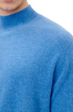 Gobi Cashmere Essential Mock Neck Cashmere Sweater - Blue