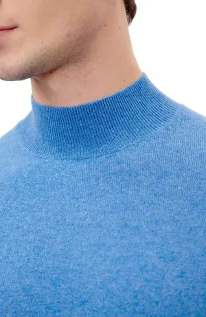 Gobi Cashmere Essential Mock Neck Cashmere Sweater - Blue