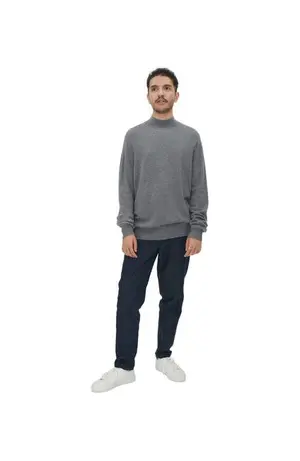 Gobi Cashmere Essential Mock Neck Cashmere Sweater - Dim Gray