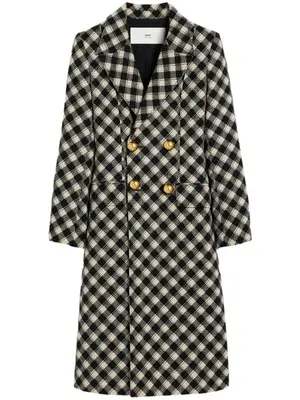 AMI Paris Check-pattern Fitted Coat