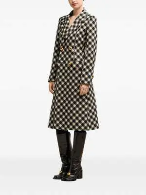 AMI Paris Check-pattern Fitted Coat