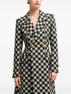 AMI Paris Check-pattern Fitted Coat