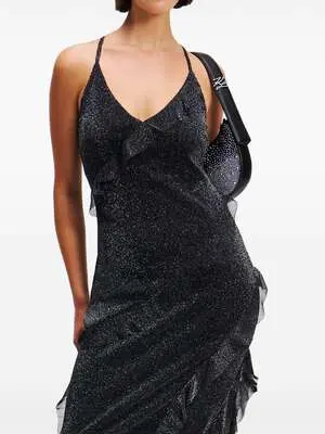 Karl Lagerfeld Lurex Ruffle Maxi Dress