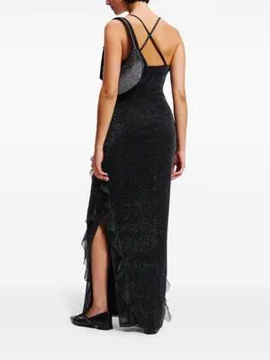 Karl Lagerfeld Lurex Ruffle Maxi Dress