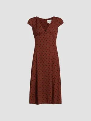 REFORMATION Wilda Polka-dot Dress - Fig Jam Dot