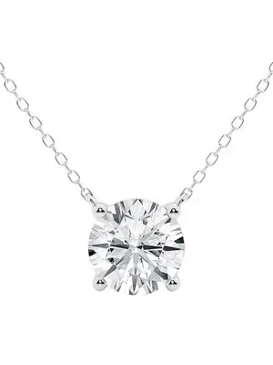 LAB GROWN DIAMONDS 14k Gold & Round Lab-grown Diamond Solitaire Pendant Necklace - White Gold