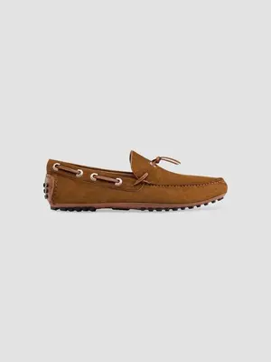 Stefano Ricci Suede And Calfskin Leather Driving Shoes - Caramel