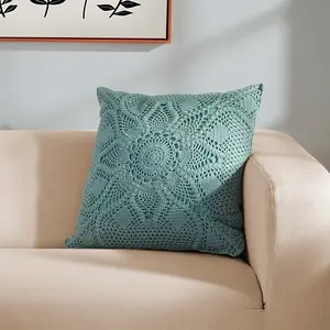 ROSELLI Emma Crocheted Pillow - Teal