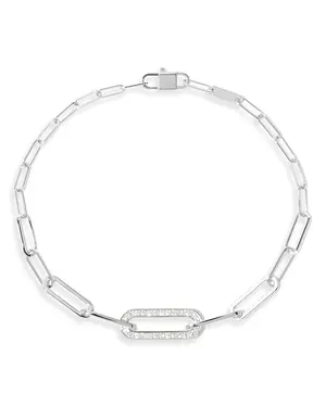 DINH VAN 18k Gold Diamond Pave Link Bracelet - White