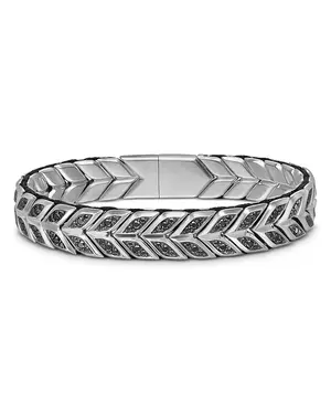 David Yurman David Yurman Chevron Woven Bracelet With Black Diamonds Black/silver