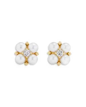David Yurman Petite Modern Renaissance Pearl Stud Earrings - White/gold