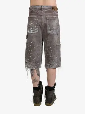 BIRTH OF ROYAL CHILD Crystal-embellished Denim Shorts - Brown