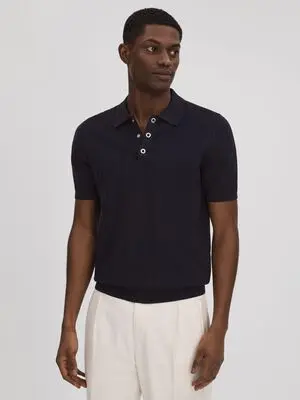 REISS Pascoe Textured Modal Blend Polo Shirt
