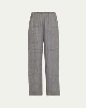 TOTEME Monogram Flannel Pajama Bottoms Dark Grey