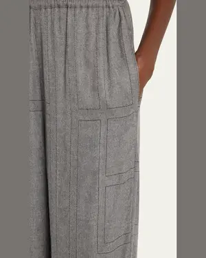 TOTEME Monogram Flannel Pajama Bottoms - Dark Grey