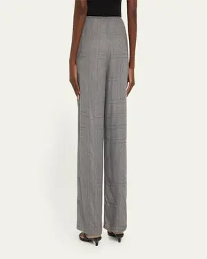 TOTEME Monogram Flannel Pajama Bottoms - Dark Grey