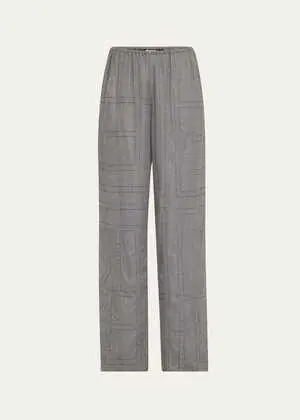 TOTEME Monogram Flannel Pajama Bottoms - Dark Grey
