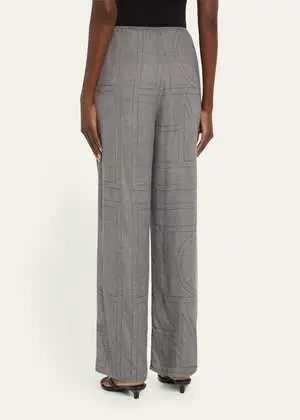 TOTEME Monogram Flannel Pajama Bottoms - Dark Grey