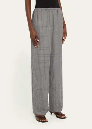 TOTEME Monogram Flannel Pajama Bottoms - Dark Grey