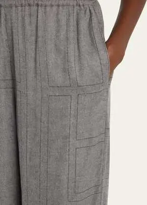 TOTEME Monogram Flannel Pajama Bottoms - Dark Grey