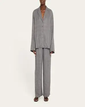 TOTEME Monogram Flannel Pajama Top - Dark Grey
