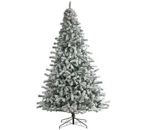 NEARLY NATURAL 10' Flocked Christmas Tree