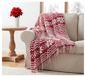 VCNY HOME Astor Chenille Snowflake Holiday Thro W - One-color