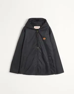Valentino Garavani Hooded Nylon Windbreaker With Vlogo - Black