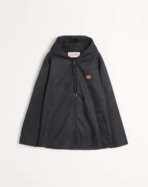Valentino Garavani Hooded Nylon Windbreaker With Vlogo - Black