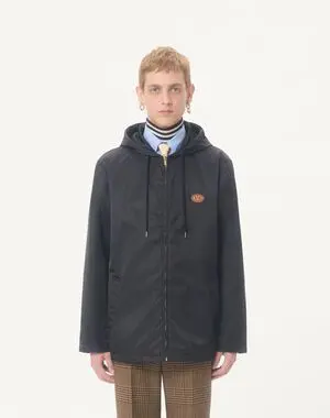 Valentino Garavani Nylon Hooded Windbreaker With Vlogo Patch - Black