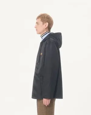 Valentino Garavani Nylon Hooded Windbreaker With Vlogo Patch - Black