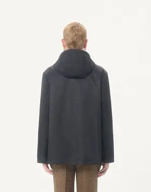 Valentino Garavani Nylon Hooded Windbreaker With Vlogo Patch - Black