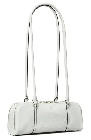 Tory Burch Micro Marshmallow T Monogram Crinkle Leather Satchel - White