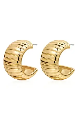 LUV AJ Remy Ridged Hoop Earrings - Gold