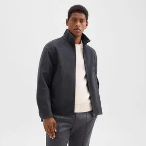 Theory Straight Jacket In Double-face Wool-cashmere - Dark Charcoal Melange