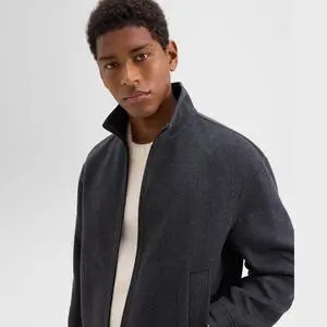 Theory Straight Jacket In Double-face Wool-cashmere - Dark Charcoal Melange