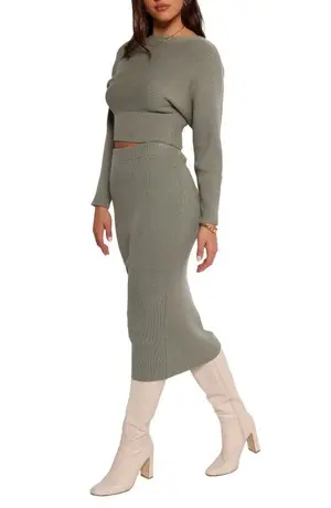 PETAL & PUP Serena Long Sleeve Crop Sweater & Skirt Set
