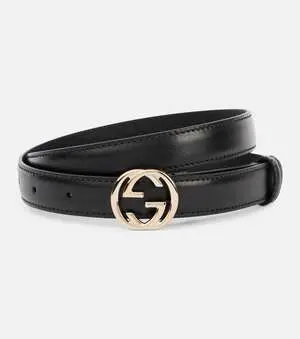 Gucci Interlocking G Leather Belt - Black
