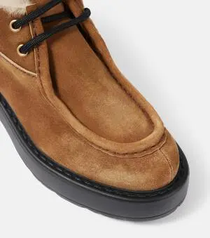 Miu Miu Chunky Shearling-trimmed Leather Flats