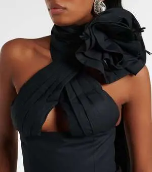 AREA Floral-appliqué Halterneck Top
